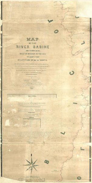 Map of the River Sabine from its mouth on the Gulf of