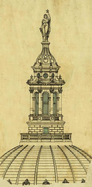 Conceptual drawing for Goddess of Liberty statue