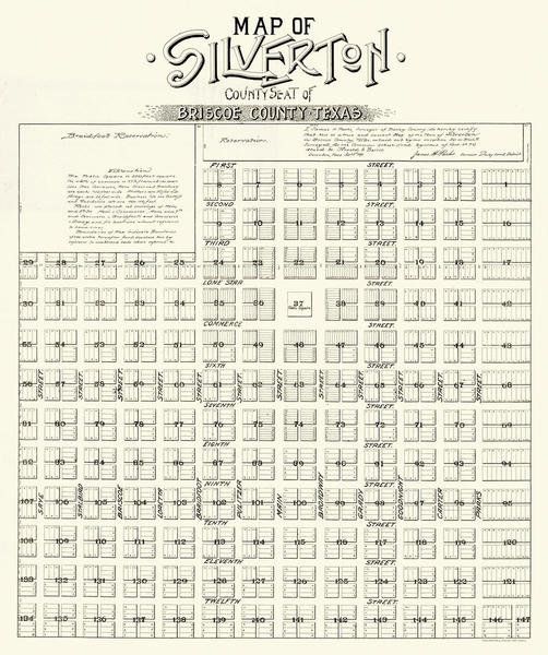 Map of Silverton, County Seat of Briscoe County, Texas, 1891