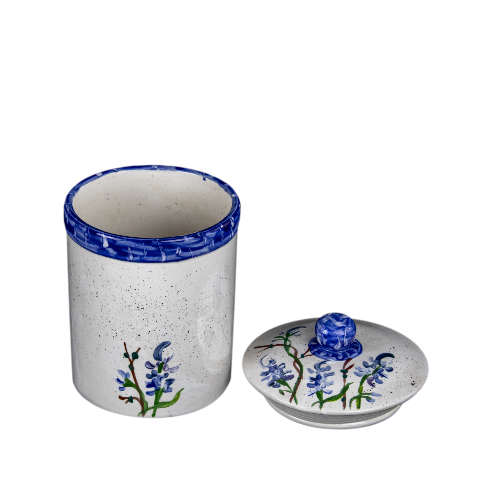 Bluebonnet Hand-Painted Ceramic Canister - Medium