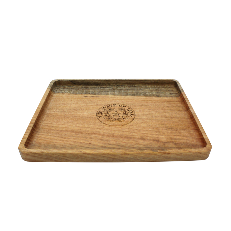 Texas State Seal Etched Capitol Wood Tray - Large