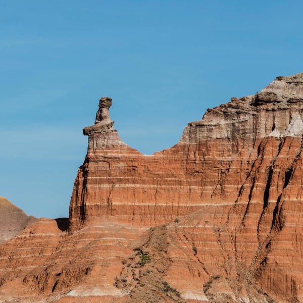 A distinctive "hoodoo" rock formation near Capitol Peak in P