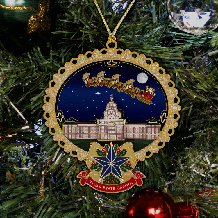 Santa Flying Over The Texas Capitol