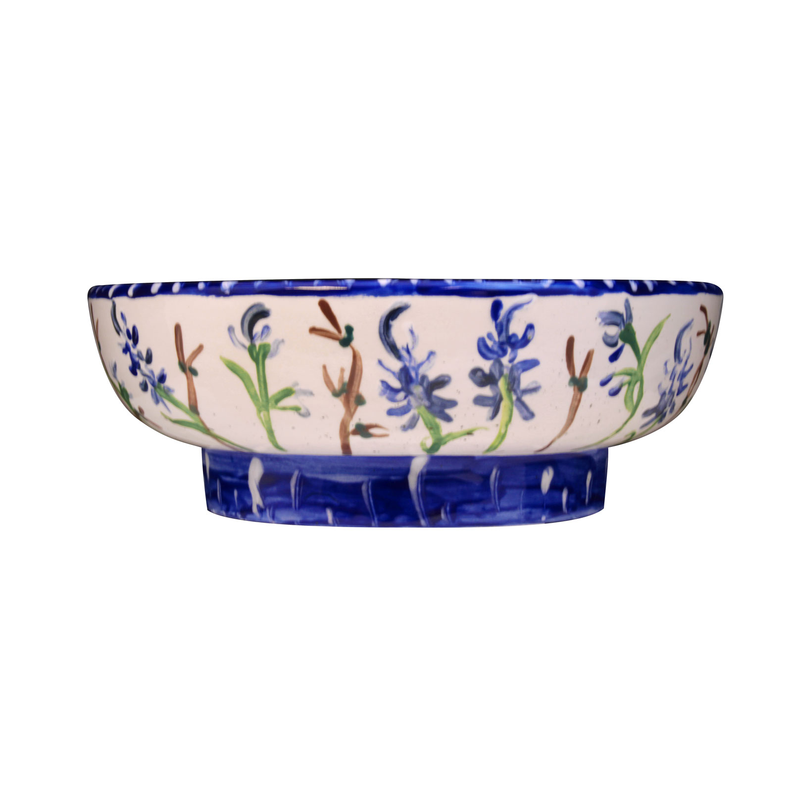Hand-painted Bluebonnet Footed Bowl