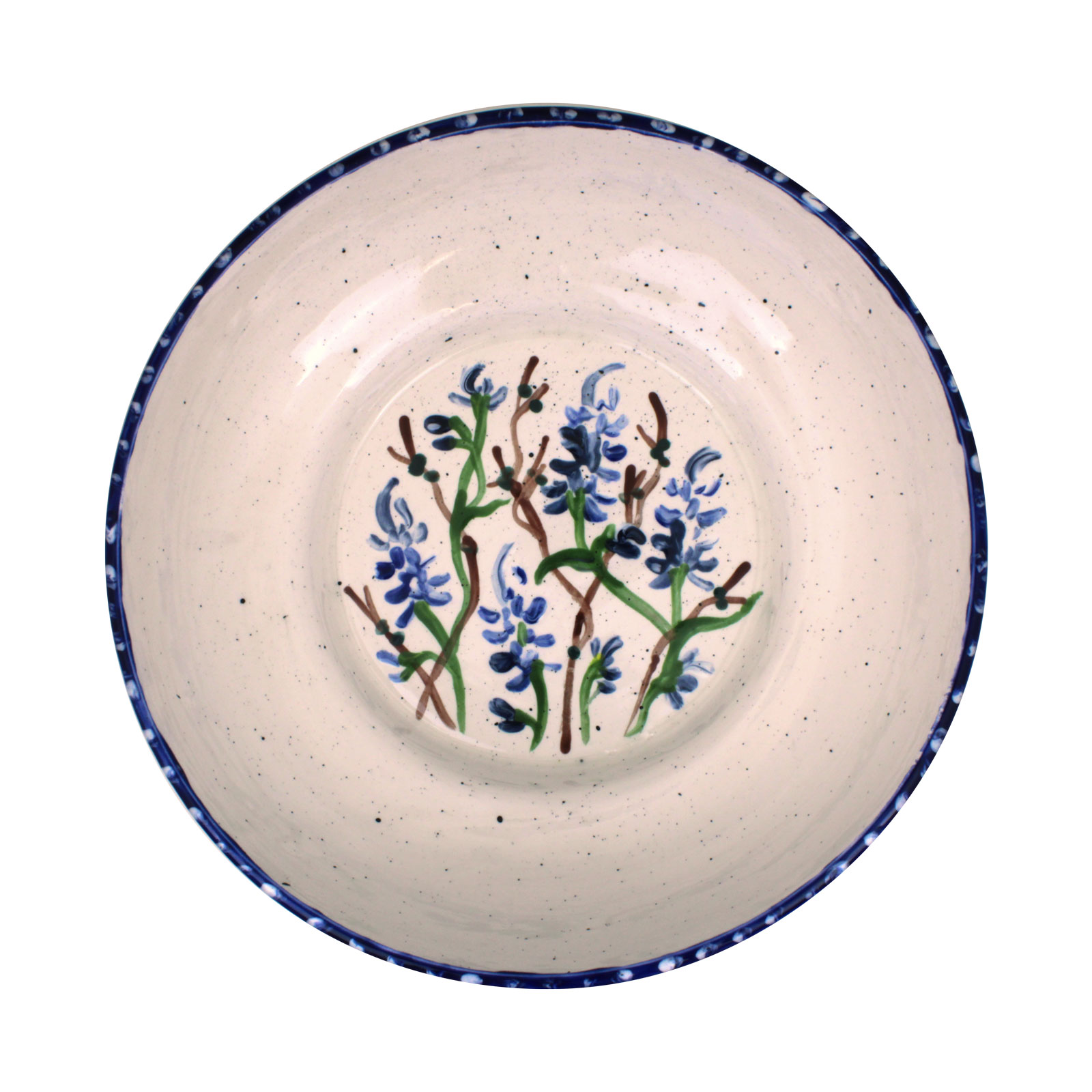 Hand-painted Bluebonnet Footed Bowl