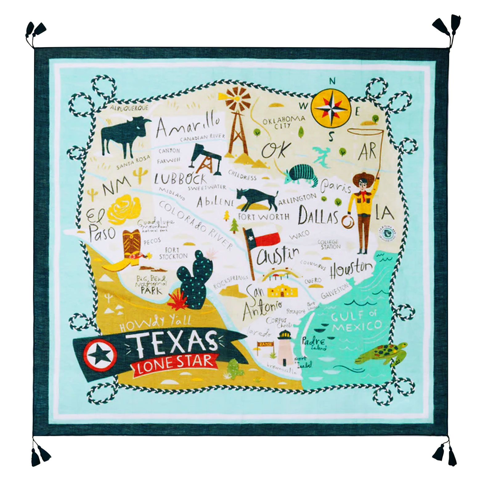 Greetings From Texas Linen Scarf