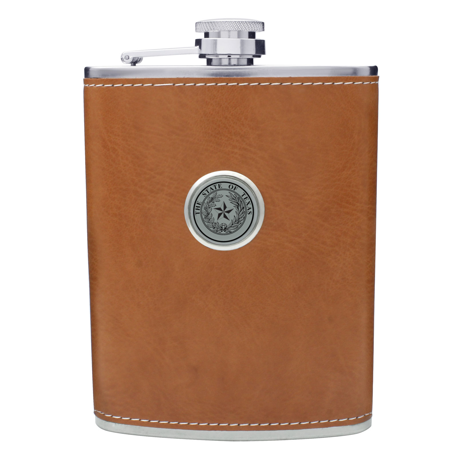 Texas State Seal Leather Flask