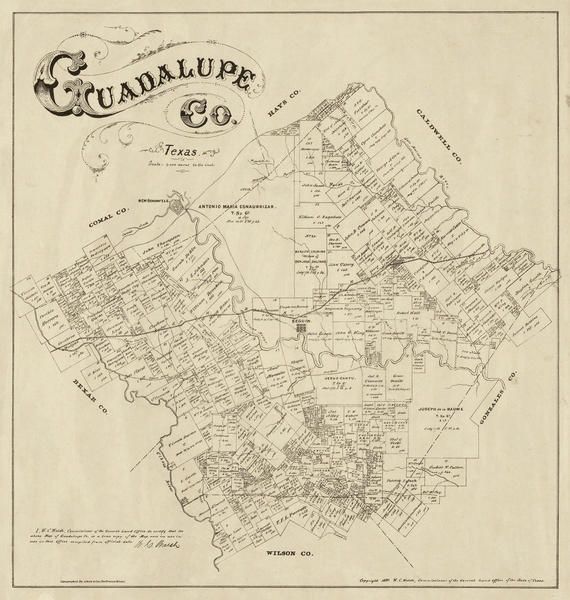 Map of Guadalupe County, Texas 1880